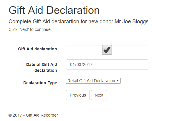 Retail Gift Aid Quick Start Guide – Gift Aid Recorder Support.
