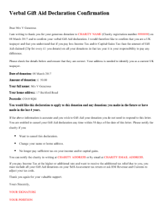 Confirming Verbal Gift Aid Declarations – Gift Aid Recorder Support.